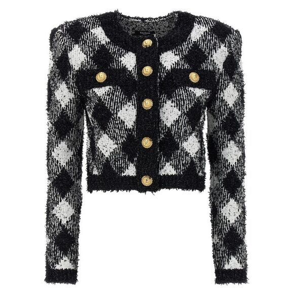 Balmain | Jackets & Coats | Balmain Women Vichy Tweed Short Jacket ...